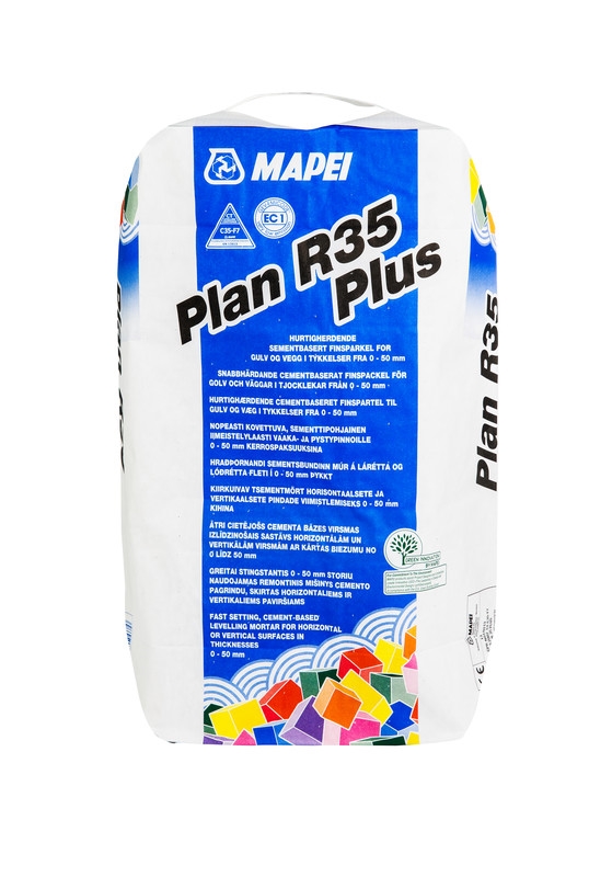 Mapei Plan R35 Plus 20 kg. hurtigt hærdende finspartel til indendørs brug.